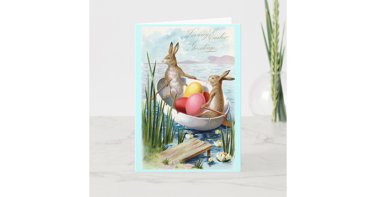 Easter Bunnies Rowboat Greeting Card | Zazzle