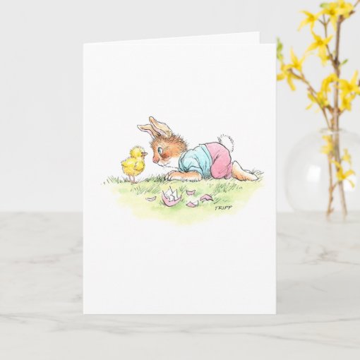 Easter Bunny and Chick Card | Zazzle