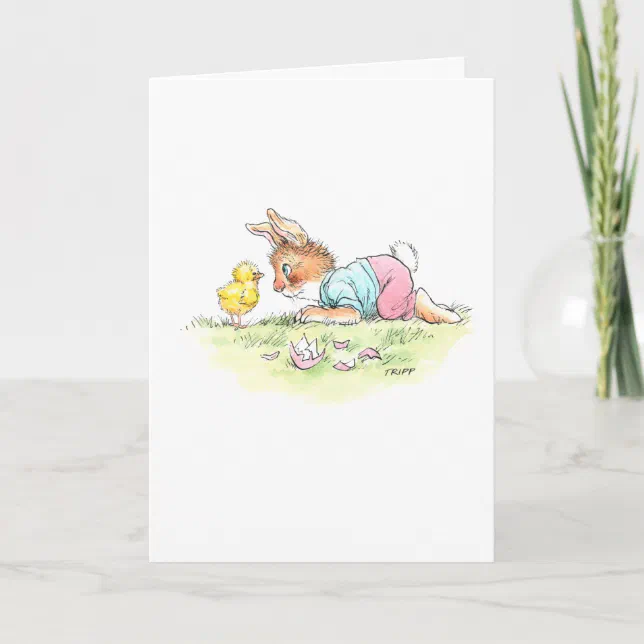 Easter Bunny and Chick Card | Zazzle