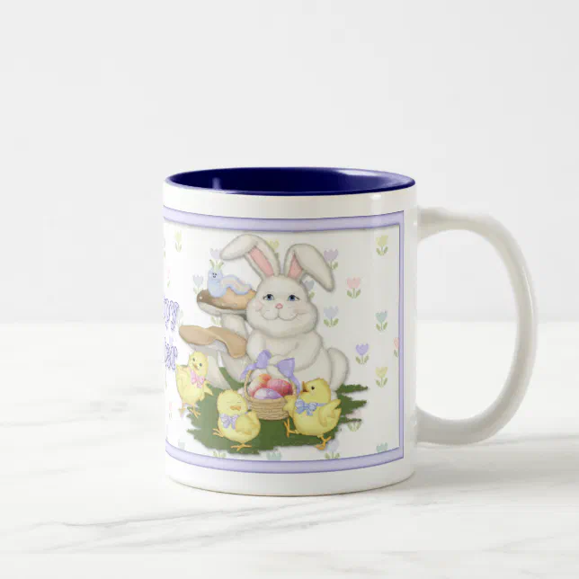Easter Bunny and Chicks Two-Tone Coffee Mug | Zazzle