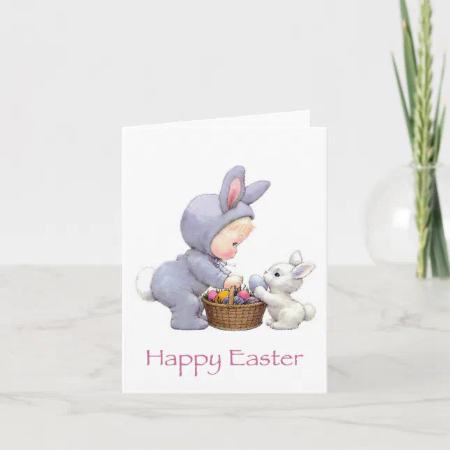 Easter Bunny and Girl Card | Zazzle