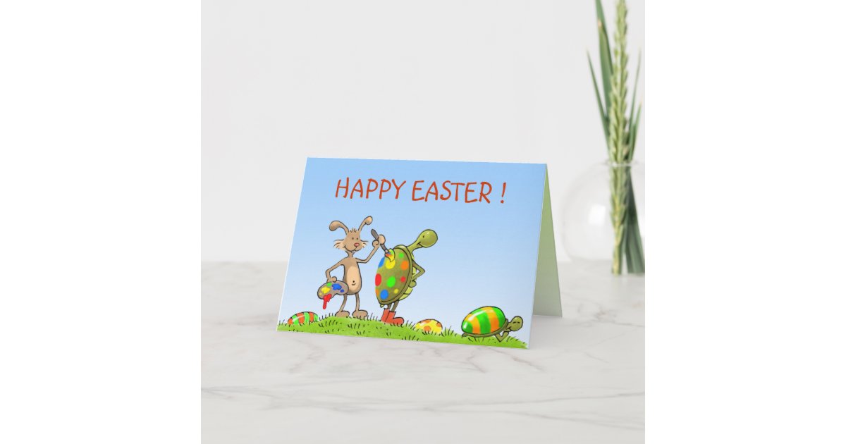 easter bunny and turtles holiday card | Zazzle