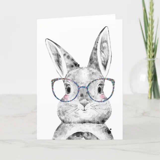 Easter, Bunny card, Bunny note card, thank you | Zazzle
