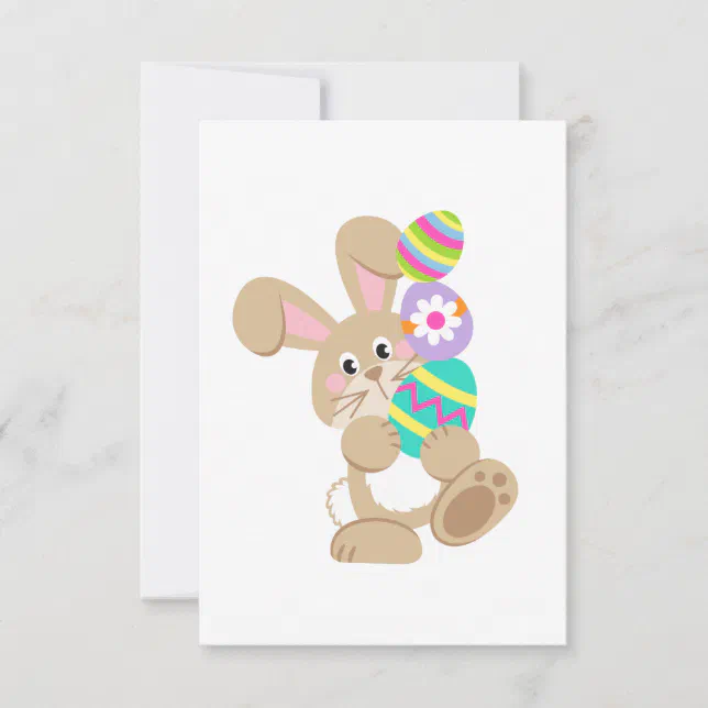 Easter Bunny Carrying Eggs Design 3.5" x 5" Invitation | Zazzle