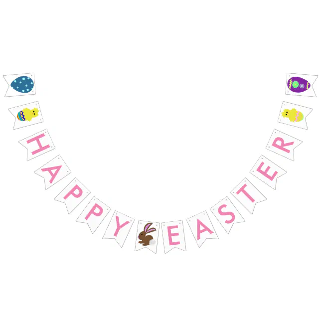 Easter Bunny Chick Eggs Bunting Banner | Zazzle