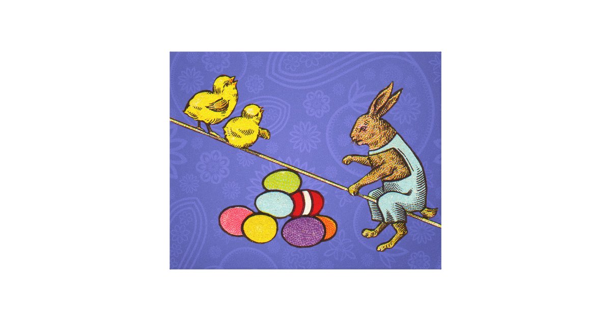 Easter Bunny Chicks Eggs Illustration Canvas Print Zazzle