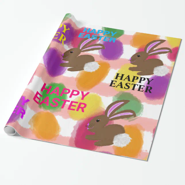 Easter Bunny Colored Eggs Wrapping Paper | Zazzle