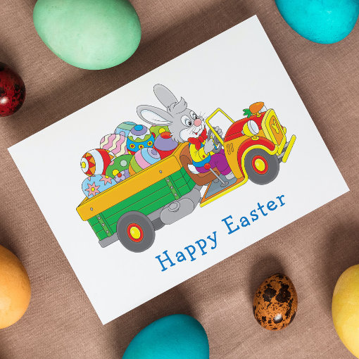 Easter Bunny Delivery Truck Holiday Card | Zazzle