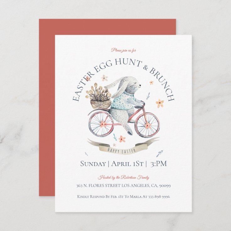 Easter bunny, egg -hun & easter brunch invite | Zazzle