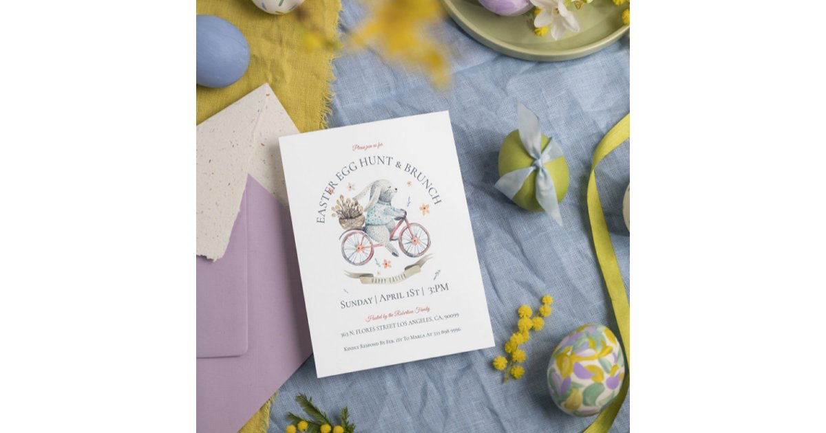 Easter bunny, egg -hun & easter brunch invite | Zazzle