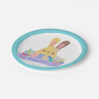 Easter Bunny & Eggs Happy Easter Paper Plates | Zazzle