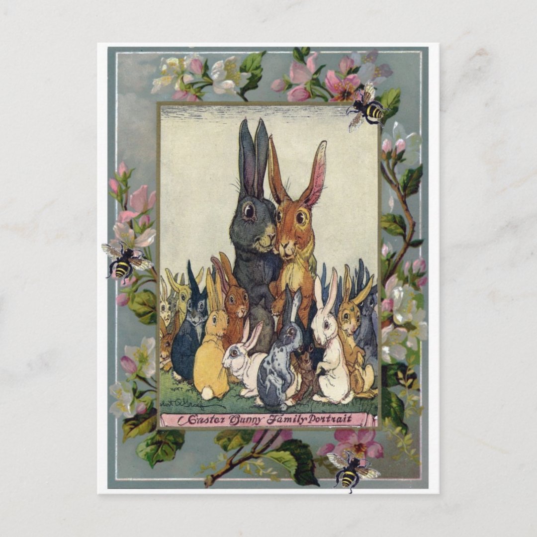 Easter Bunny Family Portrait Holiday Postcard | Zazzle