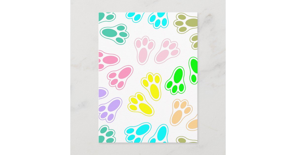 Easter Bunny Feet Pattern Custom Holiday Postcard | Zazzle