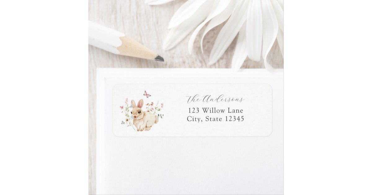 Easter Bunny Floral Return Address Label | Zazzle