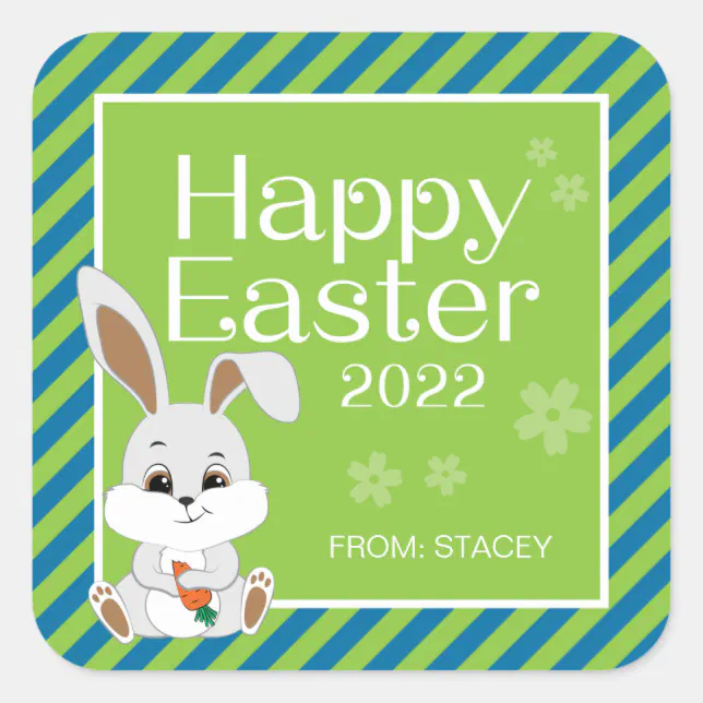 Easter Bunny Gift Sticker & Labels (blue green) | Zazzle