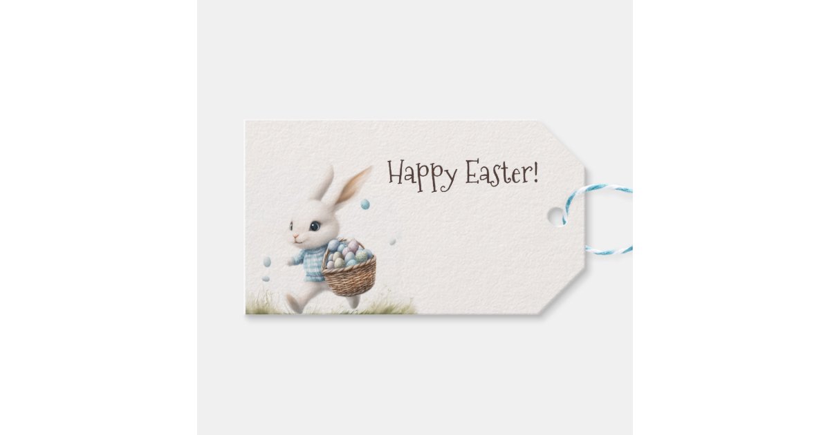 Easter Bunny Gift Tags | Whimsical Rabbit Labels | Zazzle