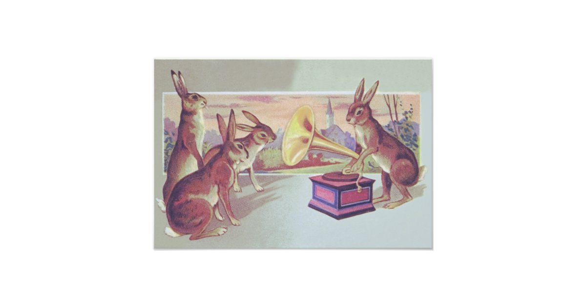 Easter Bunny Gramophone Phonograph Photo Print | Zazzle
