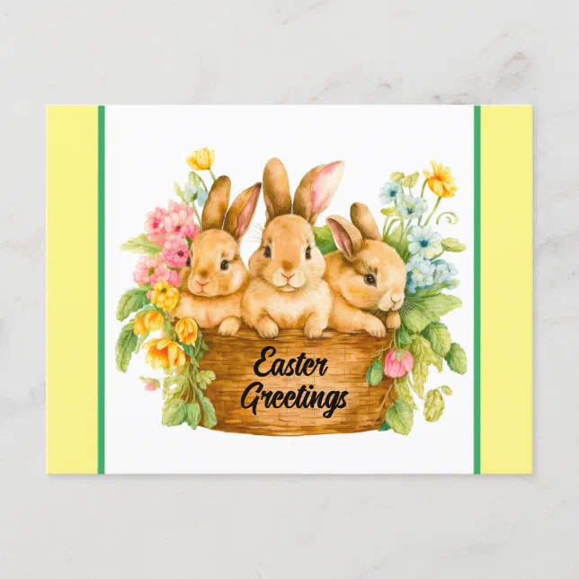 Easter Bunny Greetings Postcard | Zazzle