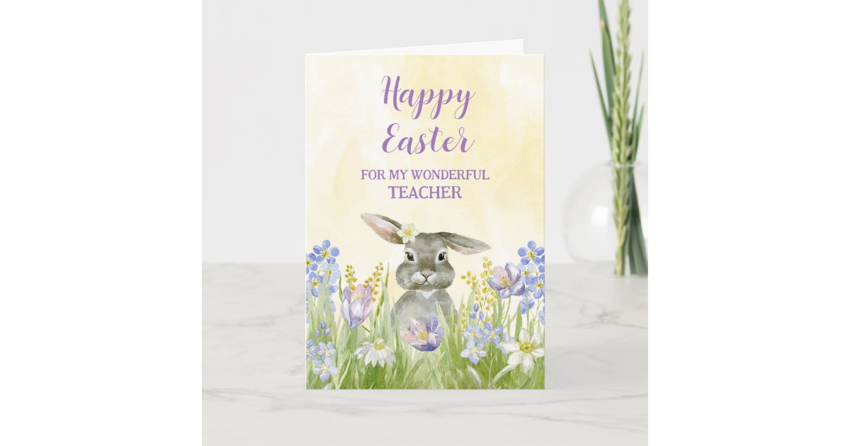 Easter Bunny Happy Easter Teacher Holiday Card | Zazzle