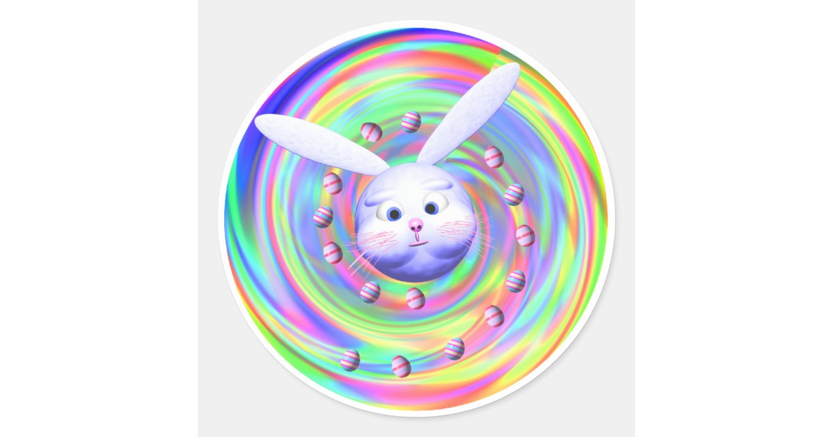 Easter Bunny Head Spin Classic Round Sticker | Zazzle