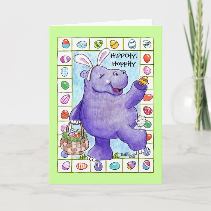 Easter Bunny Hippo Holiday Card | Zazzle.com
