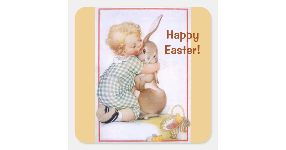 Easter Bunny Hug Sticker | Zazzle