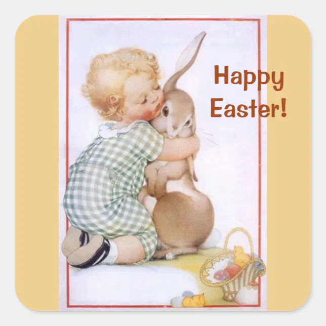 Easter Bunny Hug Sticker | Zazzle