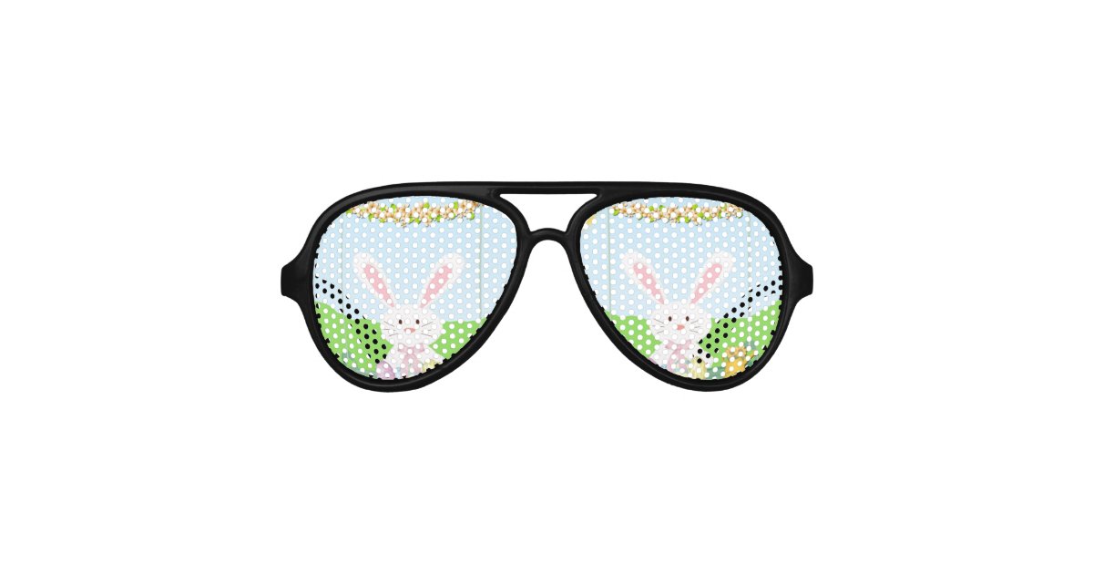 Easter bunny illustration aviator sunglasses | Zazzle