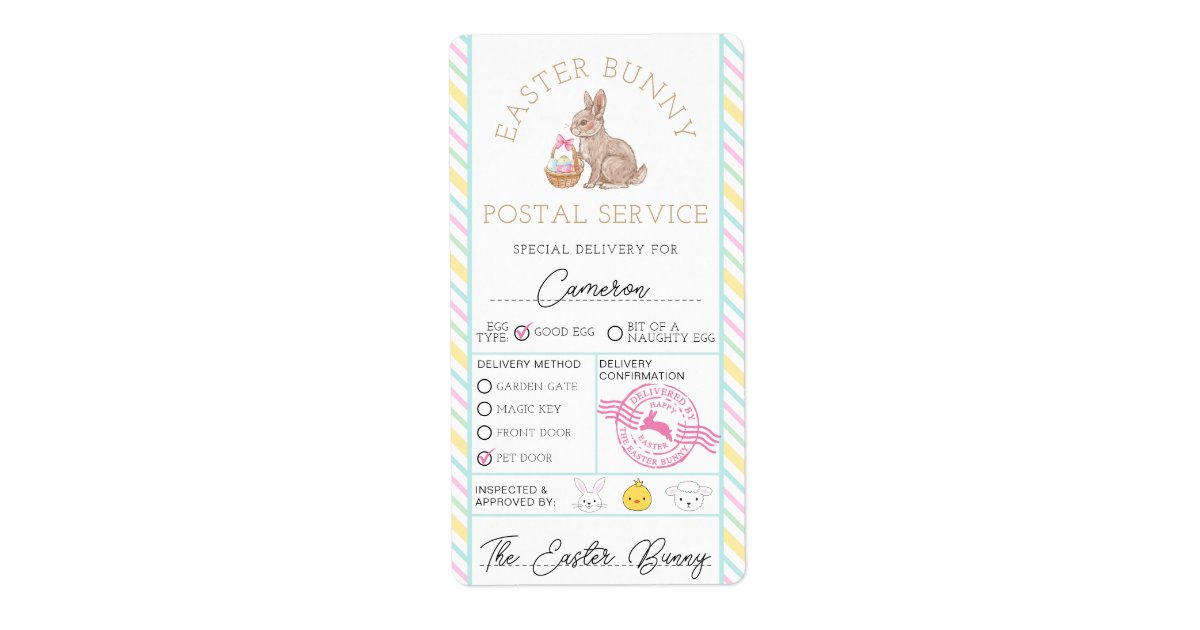 Easter Bunny Mail Special Delivery Label | Zazzle Easter Bunny Mail Special Delivery Label | Zazzle
