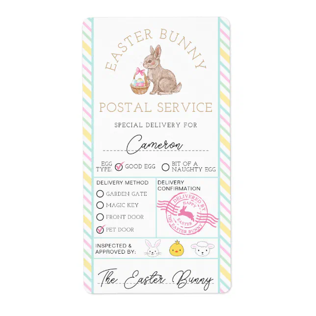 Easter Bunny Mail Special Delivery Label | Zazzle