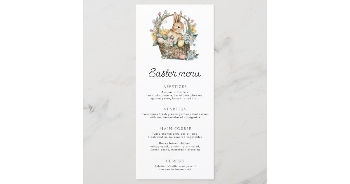 Easter Bunny Menu | Zazzle