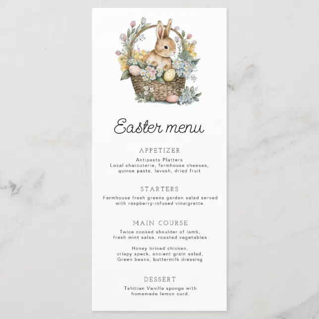Easter Bunny Menu | Zazzle
