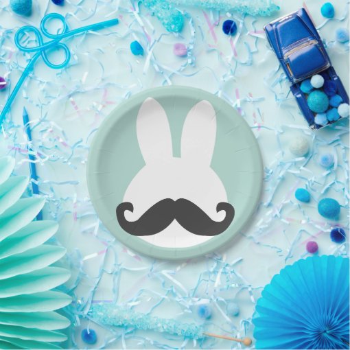 Easter Bunny Mustache Paper Plates | Zazzle