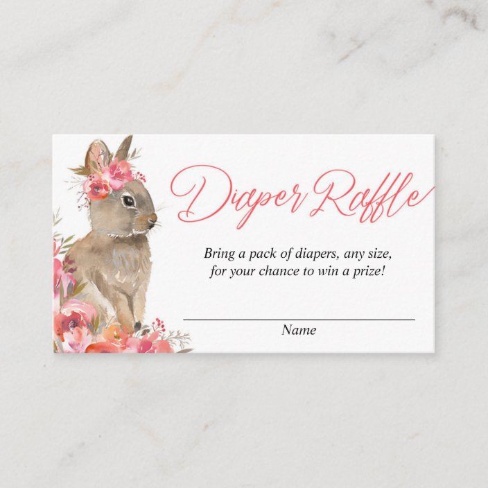 Easter bunny pink baby shower diaper raffle cards | Zazzle.com