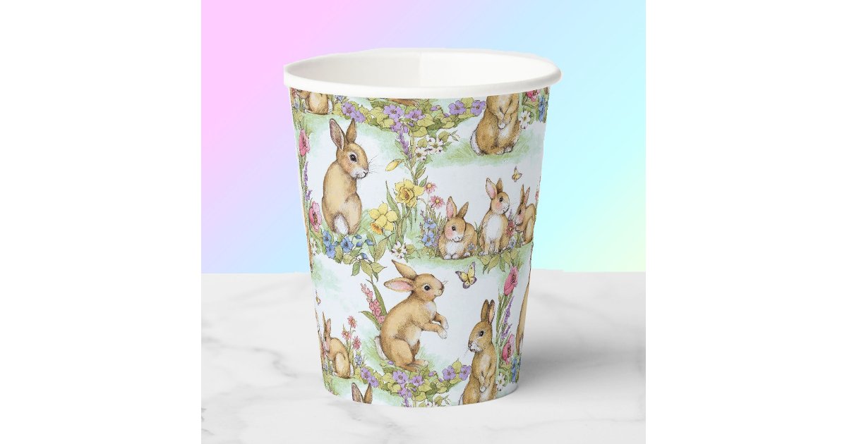 Easter Bunny Rabbits in a Spring Garden Party Paper Cups | Zazzle