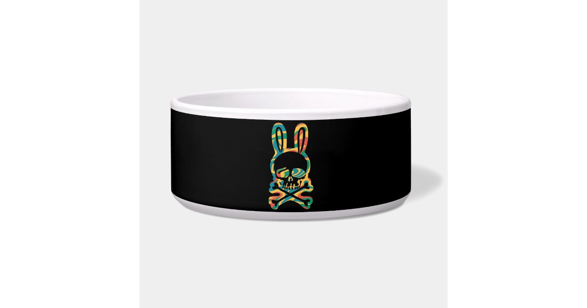 Easter Bunny Retro Tie Dye Bunny Skull Cross Bone Bowl | Zazzle