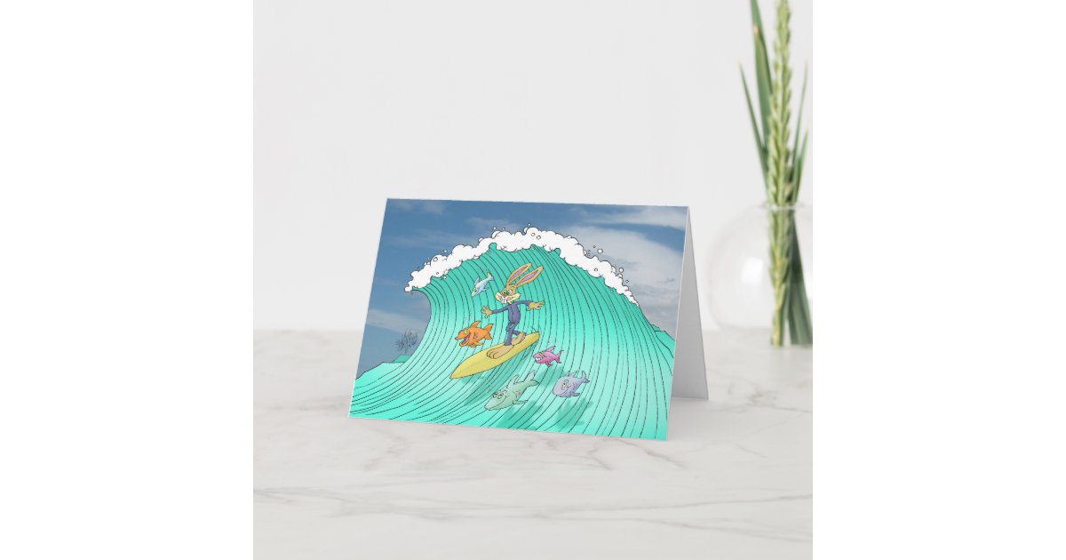 Easter bunny surfing. card | Zazzle