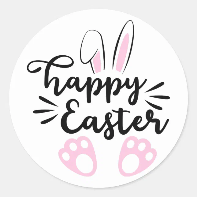 Easter bunny text round sticker | Zazzle