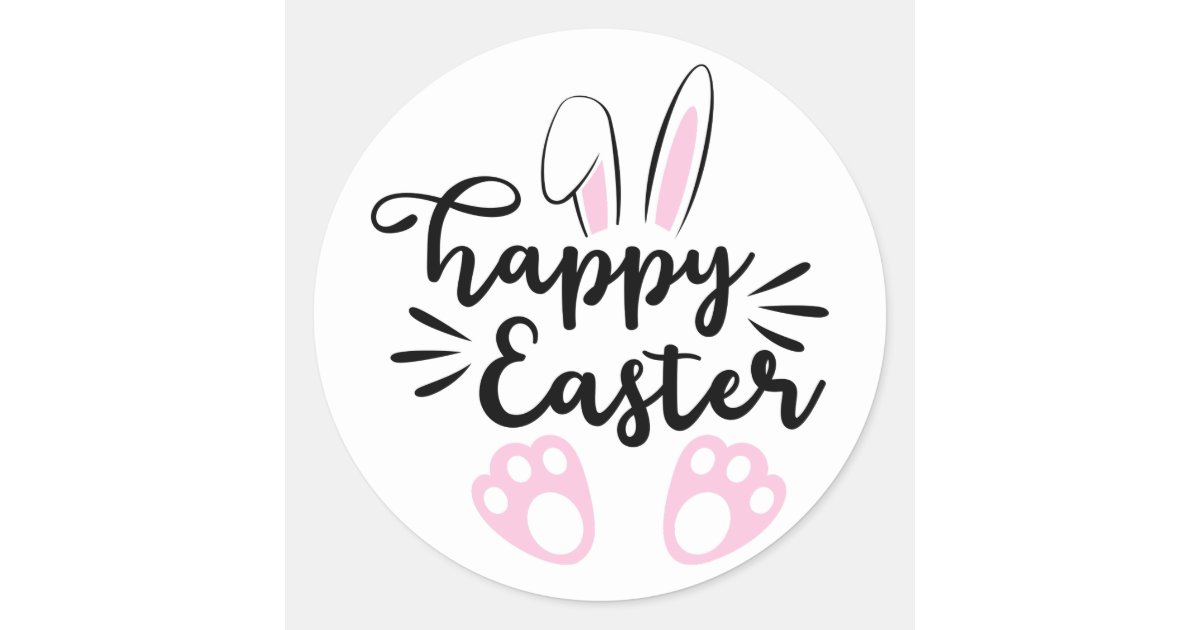 Easter bunny text round sticker | Zazzle