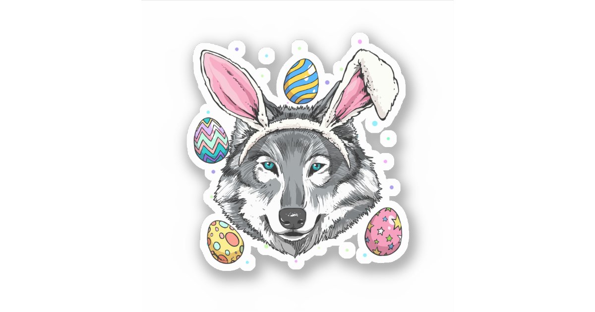 Easter Bunny Wolf Funny Easter Wolf Wild Forest Wo Sticker | Zazzle