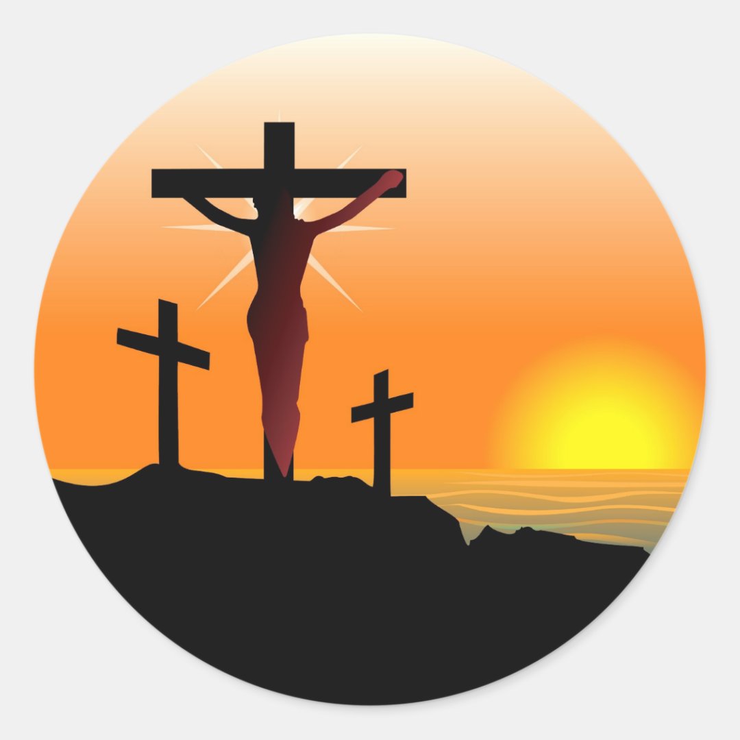 Easter Calvary Cross Classic Round Sticker | Zazzle