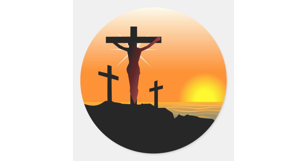 Easter Calvary Cross Classic Round Sticker | Zazzle