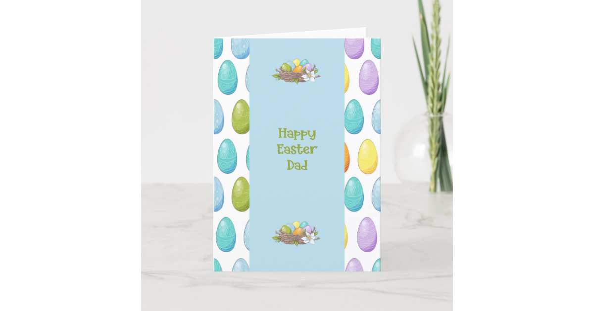 Easter Card for Dad with Colorful Eggs | Zazzle