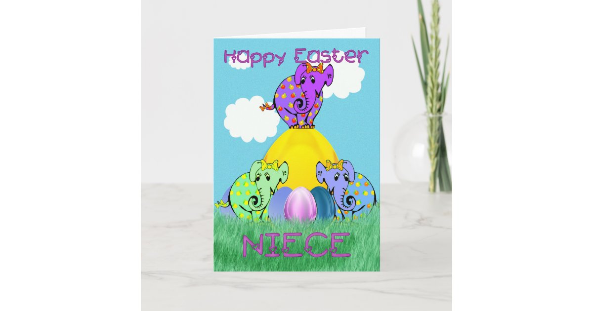 Easter card for Niece with elephant on an Easter e | Zazzle