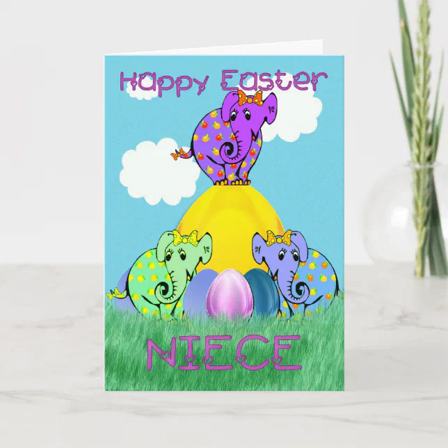 Easter card for Niece with elephant on an Easter e | Zazzle