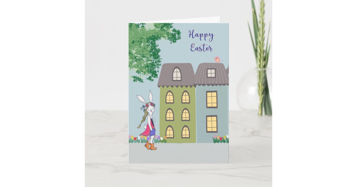 Easter Card with Bohemian Bunny | Zazzle