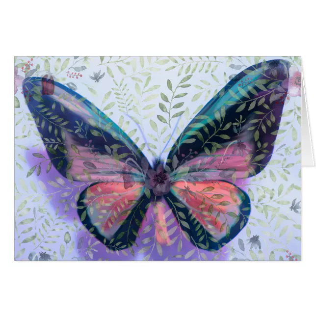 Easter Card with Butterfly Garden Fantasy | Zazzle