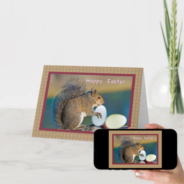 Easter Card with Squirrel and Eggs | Zazzle