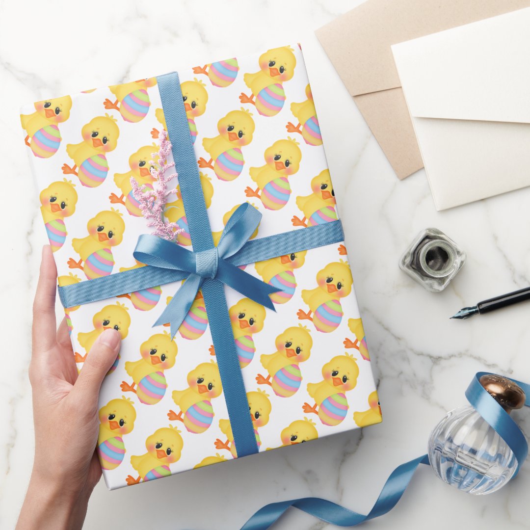 Easter chick and egg wrapping paper | Zazzle
