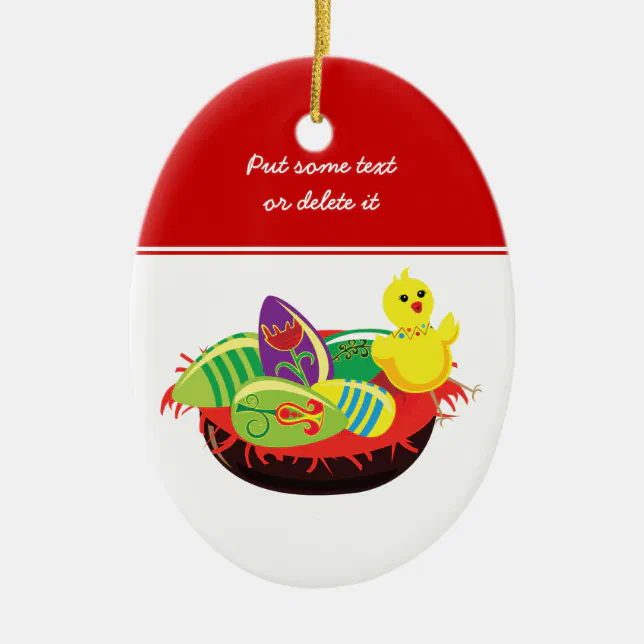 Easter chick and eggs custom ornament | Zazzle